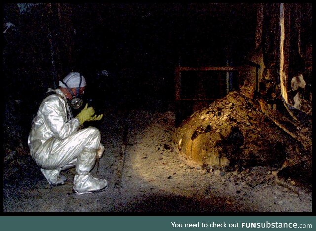 A man with little protection face to face with the infamous Chernobyl ...